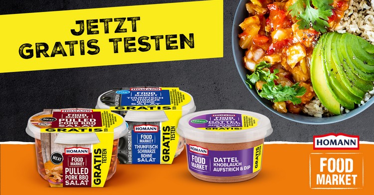 😋 Homann gratis testen: 100% Cashback auf ein Food Market Produkt