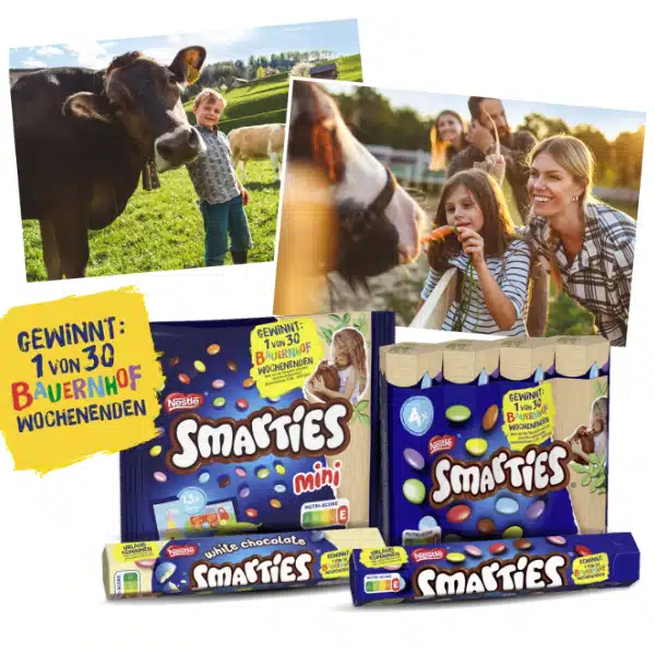 Smarties-Gewinnspiel: Chance auf Ferien auf dem Bauernhof
