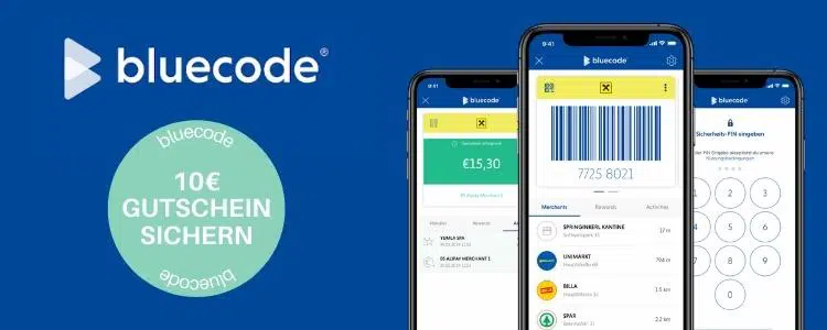 Bluecode Bezahl-App: 10€ auf den ersten Einkauf geschenkt bekommen