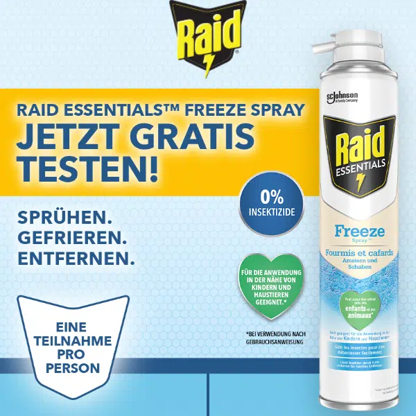 Raid® Essentials™ Freeze Spray gratis testen