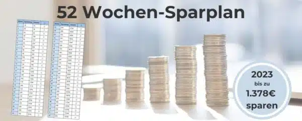52 Wochen Spar-Challenge - im Jahr 2023 bis zu 1.378€ sparen