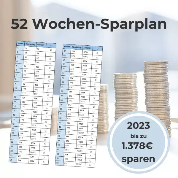 52 Wochen Spar-Challenge - im Jahr 2023 bis zu 1.378€ sparen