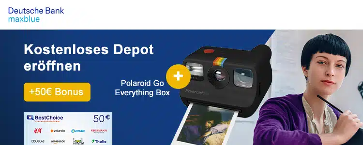 100€ Prämie für kostenloses Maxblue Depot sichern