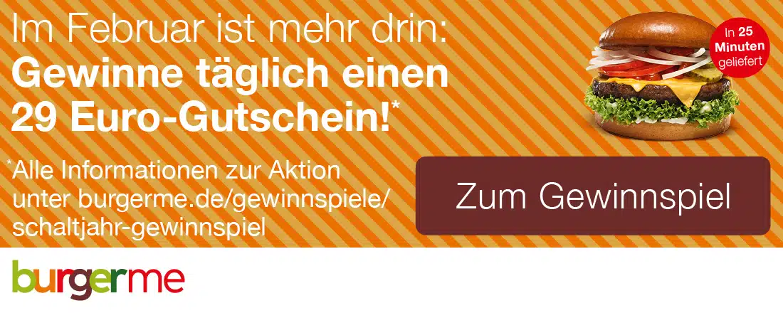 burgerme verlost jeden Tag 29€-Gutscheine