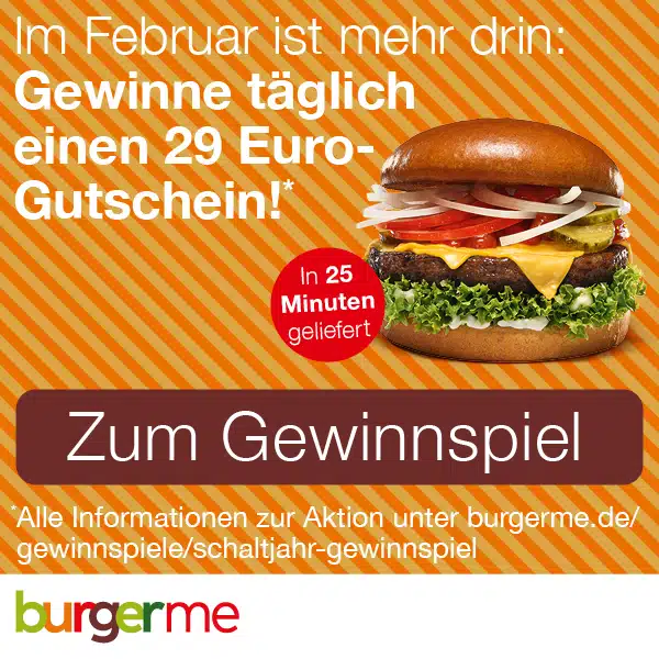 burgerme verlost jeden Tag 29€-Gutscheine