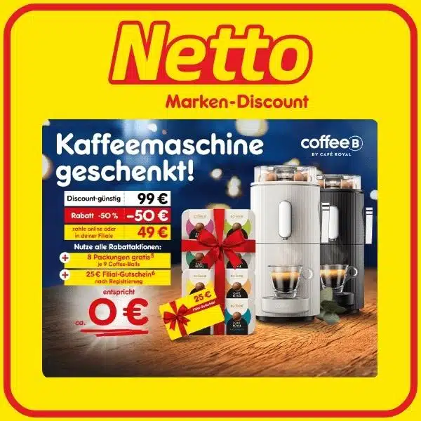 CoffeeB-Maschine für effektiv 8 Cent - Netto-Angebot