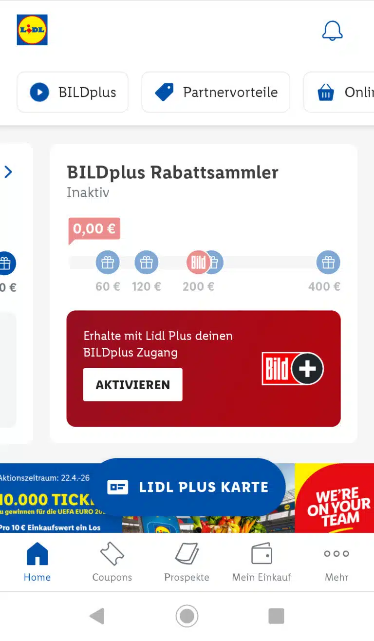 BILDplus 1 Monat gratis mit der Lidl-App