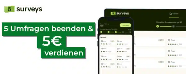 Five Surveys: 5€ für 5 kurze Umfragen kassieren
