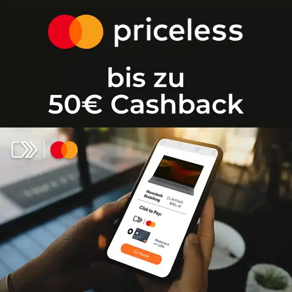 Mastercard: Click to Pay - bis zu 50€ Cashback erhalten
