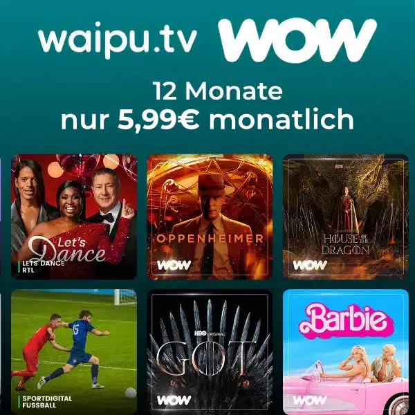 waipu.tv + WOW Filme & Serien für 5,99€ pro Monat