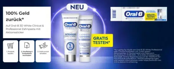 Oral-B Whitening Zahnpasta gratis testen
