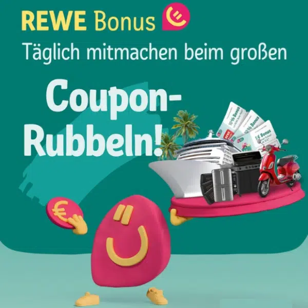 REWE Coupon-Rubbeln: Täglich sparen & gewinnen