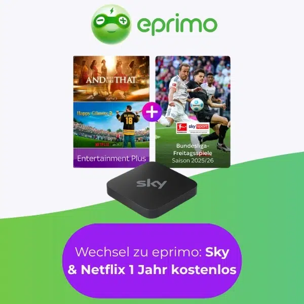 Sky Entertainment Plus & Netflix gratis bei eprimo