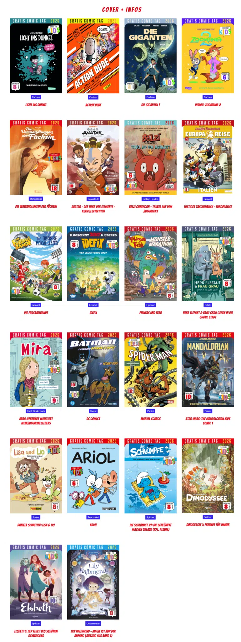 Gratis Comic Tag 2026 am 09.05. - 22 kostenlose Comics sichern