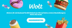 20€ Gutschein für Wolt: 2x 10€ sparen